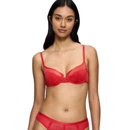Triumph Damen Balconette-BH "Delightful Spotlight", Gr. 70, rot, Spitze, Obermaterial: 84% Polyamid, 16% Elasthan, unifarben, BHs, mit graphischer
