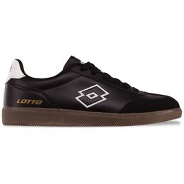 Lotto Herren Sneaker, Gr. 45, schwarz-weiß, Synthetik, clean, Schuhe, - mit Zehenkappe aus tierfreiem Velours