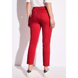 Street One Damen 7/8-Hose, rot, Gr. 40, unifarben mit Farbeinsatz, Web, 97% Baumwolle, 3% Elasthan, Hosen, 4-Pocket Style