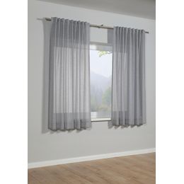 Gardine SEHLBACH, B:140cm H:175cm, grau, Polyester, Wohnzimmer, Gardinen, "Schal Leinenoptik", mit Gardinenband und verdeckten Schlaufen