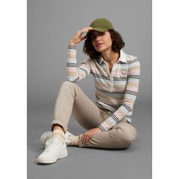 Kangaroos Damen Poloshirt, beige, Gr. 48, gestreift, Interlock, Obermaterial: 100% Baumwolle, Shirts, mit Polokragen, l&auml;ssig geschnittene Passform,