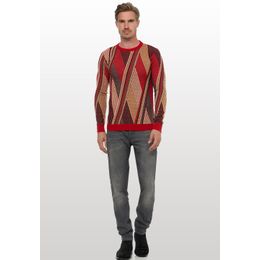 Rusty Neal Herren Strickpullover, rot, Gr. XXXL, mehrfarbig, 70% Polyacryl, 30% Baumwolle, Pullover, im Colorblock-Design
