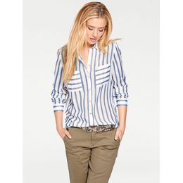 Heine Damen Hemdbluse, blau, Gr. 46, gemustert, gestreift, 100% Viskose, Blusen
