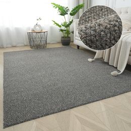 Teppich s.Oliver, B:60cm H:10mm L:90cm, grau, Kunstfaser, Wohnzimmer, Teppiche, "Lenni", Uni-Farben, kurzflor, waschbar, Wohnzimmer, Schlafzimmer