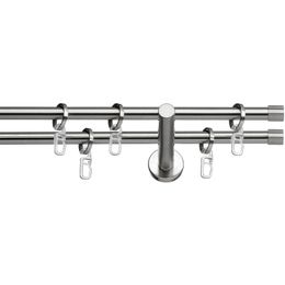 Gardinenstange Indeko, L:120cm &Oslash;:12mm, silber, Stahl, Gardinenstangen, "Andrax", Komplett-Set inkl. Ringen und Montagematerial