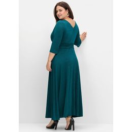sheego Damen Abendkleid "Abendkleid", blau, Gr. 44, unifarben, 66% Viskose, 16% Polyamid, 15% metallisierte Fasern, 3% Elasthan, Kleider