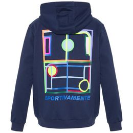 Lotto Herren Kapuzensweatshirt, blau, Gr. M, bedruckt, 80% Baumwolle, 20% Polyester, Sweatshirts, - mit plakativem Rückenprint