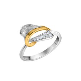Vivance Damen Fingerring "925-Sterling Silber rhodiniert teilweise vergoldet mit Zirkonia", 056 (17,8), Silber 925 (Sterlingsilber), transparent,