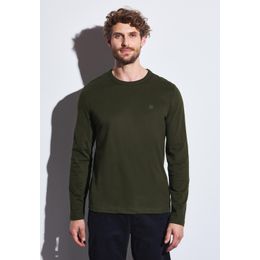Street One MEN Herren Langarmshirtschwarz olive grün, Gr. M, unifarben, Web, 100% Baumwolle, Shirts, aus reiner Baumwolle