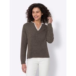 Heine Damen Strickpullover "Pullover", grau, Gr. 46, meliert, unifarben, 70% Polyacryl, 22% Polyester, 8% Wolle, Pullover