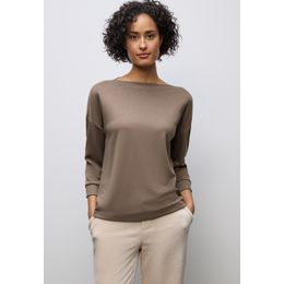 3/4-Arm-Shirt Street One, Damen, Gr. 46, silk braun, Stoff, 48% Viskose, 48% Polyester, 4% Elasthan, unifarben, normal normal, U-Boot-Ausschnitt, elastischer Bund, Shirts, im Shirt-Style