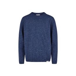 Cleptomanicx Herren Strickpullover "Spacer", blau, Gr. L, unifarben, 80% Wolle, 20% Polyamid, Pullover, mit lockerem Schnitt