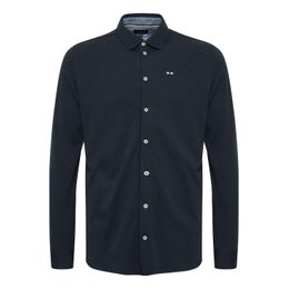 FQ1924 Herren Langarmhemd "Langarmhemd FQSTEVEN knitted LS shirt", blau, Gr. L, Obermaterial: 70% Baumwolle CO. 30% Lyocell CLY., Hemden