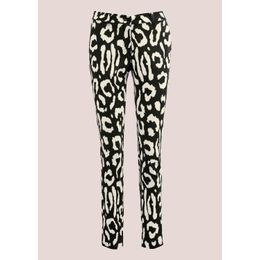 Madeleine Mode MADELEINE Damen Stoffhose "Hose Druckhose mit kontraststarkem Animal-Print"schwarz, weiß, Gr. 36, Obermaterial: 95% Polyester PES. 5% Elasthan EL.,