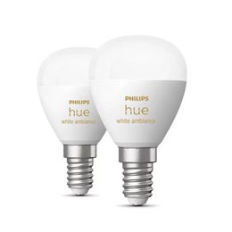 PHILIPS Hue White Ambiance LED, 2er Set E14, 2200-6500 K, 5,3 W, 8719514491168,