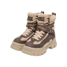 Buffalo Damen Stiefel "Buffalo Aspha Com1 Warm Vegan Nappa/Fake Fur", Gr. 41braun, beige, Leder, unifarben, Schuhe