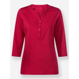 WITT Damen 3/4-Arm-Shirt mit offenem V, rot, Gr&ouml;&szlig;e 40
