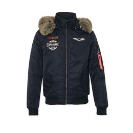 Cipo & Baxx CIPO & BAXX Winterjacke 'CM229 ', Bomberjacke, Kapuze mit Kunstfellbesatz Herren Größe XXXL dunkelblau