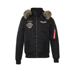 Cipo & Baxx CIPO & BAXX Winterjacke 'CM229 ', Bomberjacke, Kapuze mit Kunstfellbesatz Herren Größe M schwarz
