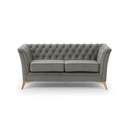 S-STYLE Chesterfield Einzelsofa Wilhelm grau Ma&szlig;e (cm): B: 175 H: 78 Sofas > Sofas nach Material > Stoffsofas &raquo; Sofa DE