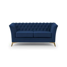 S-STYLE Chesterfield Einzelsofa Wilhelm blau Ma&szlig;e (cm): B: 175 H: 78 Sofas > Sofas nach Material > Stoffsofas &raquo; Sofa DE
