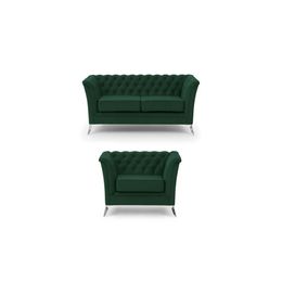 S-STYLE Chesterfield Polstergarnitur 2+1 Wilhelm gr&uuml;n Ma&szlig;e (cm): B: 175 H: 78 Sofas > Sofas nach Material > Stoffsofas &raquo; Sofa DE