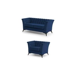 S-STYLE Chesterfield Polstergarnitur 2+1 Wilhelm blau Ma&szlig;e (cm): B: 175 H: 78 Sofas > Sofas nach Material > Stoffsofas &raquo; Sofa DE
