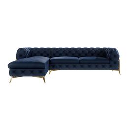 S-STYLE Chesterfield Ecksofa Natalie blau Ma&szlig;e (cm): B: 305 H: 75 Sofas > Sofas nach Material > Stoffsofas &raquo; Sofa DE