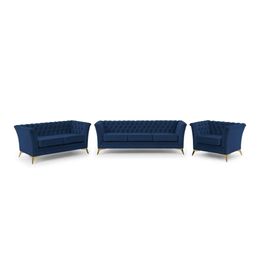 S-STYLE Chesterfield Polstergarnitur 3+2+1 Wilhelm blau Ma&szlig;e (cm): B: 237 H: 78 Sofas > Sofas nach Material > Stoffsofas &raquo; Sofa DE