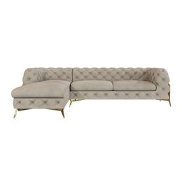 S-STYLE Chesterfield Ecksofa Natalie creme Ma&szlig;e (cm): B: 305 H: 75 Sofas > Sofas nach Material > Stoffsofas &raquo; Sofa DE