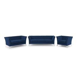S-STYLE Chesterfield Polstergarnitur 3+2+1 Wilhelm blau Ma&szlig;e (cm): B: 237 H: 78 Sofas > Sofas nach Material > Stoffsofas &raquo; Sofa DE