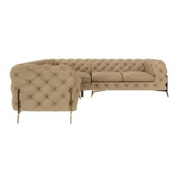 S-STYLE Chesterfield Ecksofa Natalie beige Ma&szlig;e (cm): B: 264 H: 75 Sofas > Sofas nach Material > Stoffsofas &raquo; Sofa DE