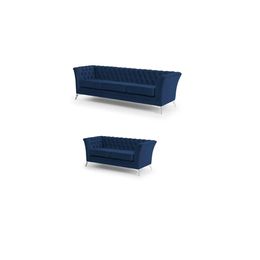 S-STYLE Chesterfield Polstergarnitur 3+2 Wilhelm blau Ma&szlig;e (cm): B: 237 H: 78 Sofas > Sofas nach Material > Stoffsofas &raquo; Sofa DE
