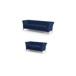 S-STYLE Chesterfield Polstergarnitur 3+2 Wilhelm blau Ma&szlig;e (cm): B: 237 H: 78 Sofas > Sofas nach Material > Stoffsofas &raquo; Sofa DE