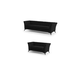 S-STYLE Chesterfield Polstergarnitur 3+2 Wilhelm schwarz Ma&szlig;e (cm): B: 237 H: 78 Sofas > Sofas nach Material > Stoffsofas &raquo; Sofa DE