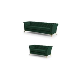 S-STYLE Chesterfield Polstergarnitur 3+2 Wilhelm gr&uuml;n Ma&szlig;e (cm): B: 237 H: 78 Sofas > Sofas nach Material > Stoffsofas &raquo; Sofa DE