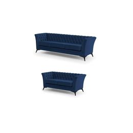 S-STYLE Chesterfield Polstergarnitur 3+2 Wilhelm blau Ma&szlig;e (cm): B: 237 H: 78 Sofas > Sofas nach Material > Stoffsofas &raquo; Sofa DE
