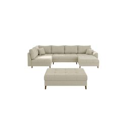 S-STYLE Wohnlandschaft mit Hocker Maya beige Ma&szlig;e (cm): B: 310 H: 81 Sofas > Sofas nach Material > Stoffsofas &raquo; Sofa DE