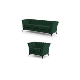 S-STYLE Chesterfield Polstergarnitur 3+1 Wilhelm gr&uuml;n Ma&szlig;e (cm): B: 237 H: 78 Sofas > Sofas nach Material > Stoffsofas &raquo; Sofa DE