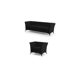 S-STYLE Chesterfield Polstergarnitur 3+1 Wilhelm schwarz Ma&szlig;e (cm): B: 237 H: 78 Sofas > Sofas nach Material > Stoffsofas &raquo; Sofa DE