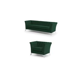 S-STYLE Chesterfield Polstergarnitur 3+1 Wilhelm gr&uuml;n Ma&szlig;e (cm): B: 237 H: 78 Sofas > Sofas nach Material > Stoffsofas &raquo; Sofa DE