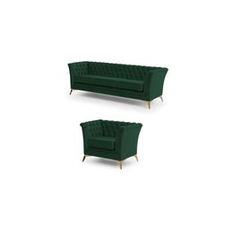 S-STYLE Chesterfield Polstergarnitur 3+1 Wilhelm gr&uuml;n Ma&szlig;e (cm): B: 237 H: 78 Sofas > Sofas nach Material > Stoffsofas &raquo; Sofa DE