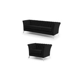 S-STYLE Chesterfield Polstergarnitur 3+1 Wilhelm grau Ma&szlig;e (cm): B: 237 H: 78 Sofas > Sofas nach Material > Stoffsofas &raquo; Sofa DE