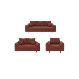 S-STYLE Polstergarnitur 3+2+1 Maya rot Ma&szlig;e (cm): B: 210 H: 81 Sofas > Sofas nach Material > Stoffsofas &raquo; Sofa DE
