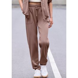 Copenhagen Studios Loungehose 'CopenhagenAthleisure152' braun Gr. 32/34 f&uuml;r Damen. Mit Logodruck. Nachhaltig.