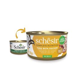 12x85 g Schesir Cat Complete Thunfisch mit Huhn in Jelly