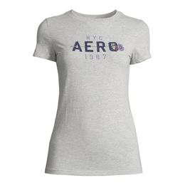 A&Eacute;ROPOSTALE T-Shirt Damen Gr&ouml;&szlig;e S navy / graumeliert / flieder