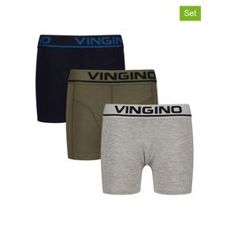 Vingino 3er-Set: Boxershorts in Dunkelblau/ Khaki/ Grau - 28% | Gr&ouml;&szlig;e 158/164 | Kinder-waesche