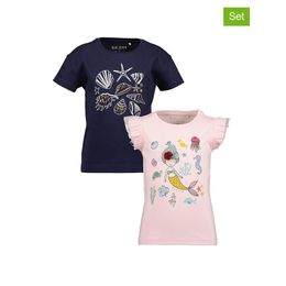 Blue Seven 2er Set: Shirts in Dunkelblau/ Rosa - 60% | Größe 116 | Kinder-oberteile
