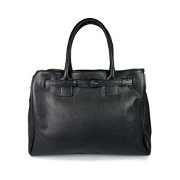 Lia Biassoni Leder-Henkeltasche in Schwarz - (B)38 x (H)28 x (T)15 cm - 73% | Damen-taschen